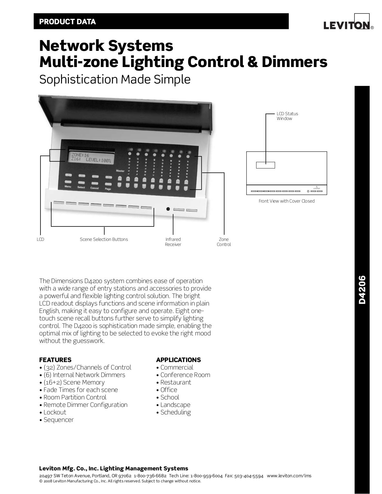 Download free pdf for Leviton Dimensions D4200 Lighting Controller ...