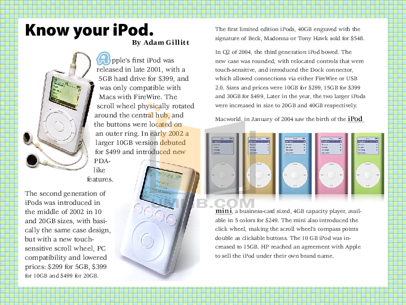 PDF manual for Apple MP3 Player iPod iPod First Gen 5GB
