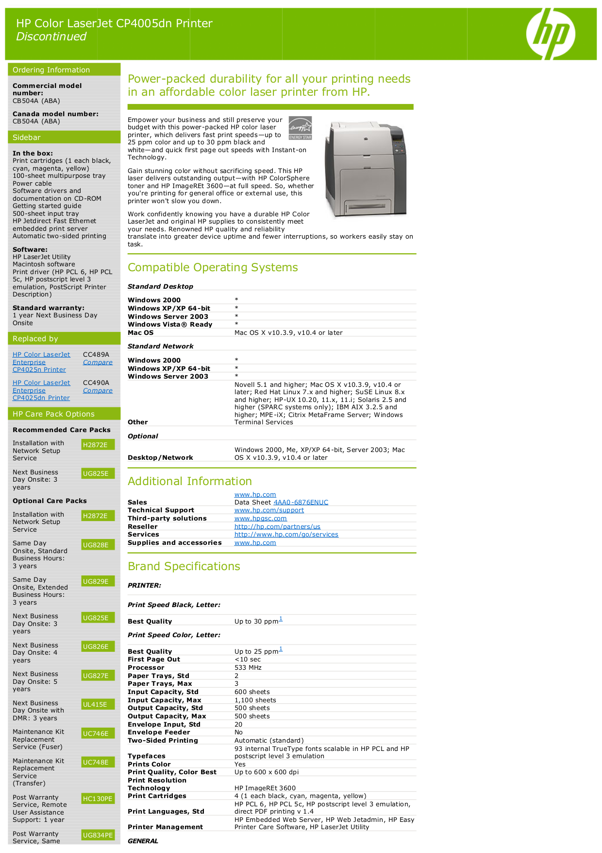 PDF manual for HP Printer Laserjet,Color Laserjet CP4005dn