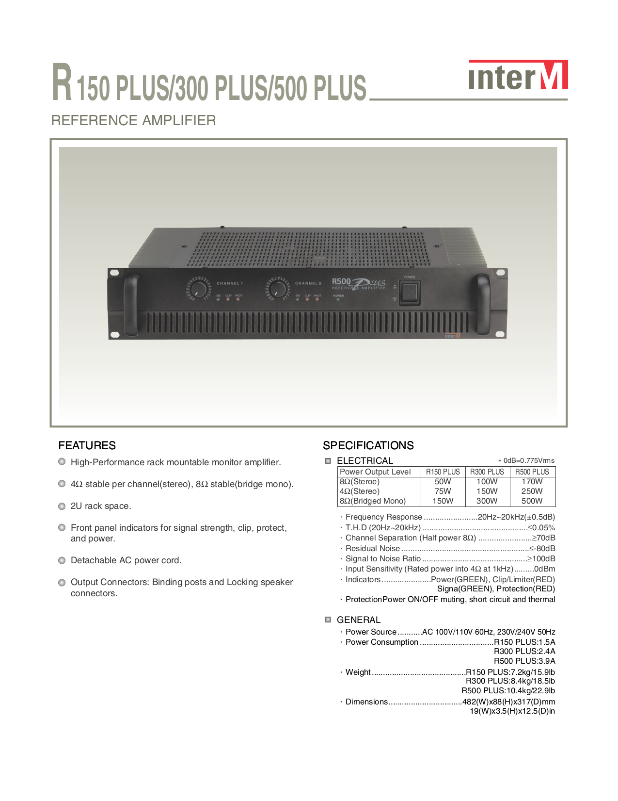 Download free pdf for Inter-m R-500 Amp manual
