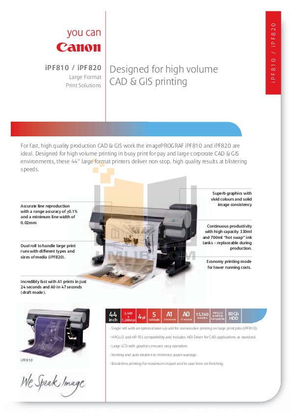 Download free pdf for Canon imagePROGRAF iPF820 Printer manual