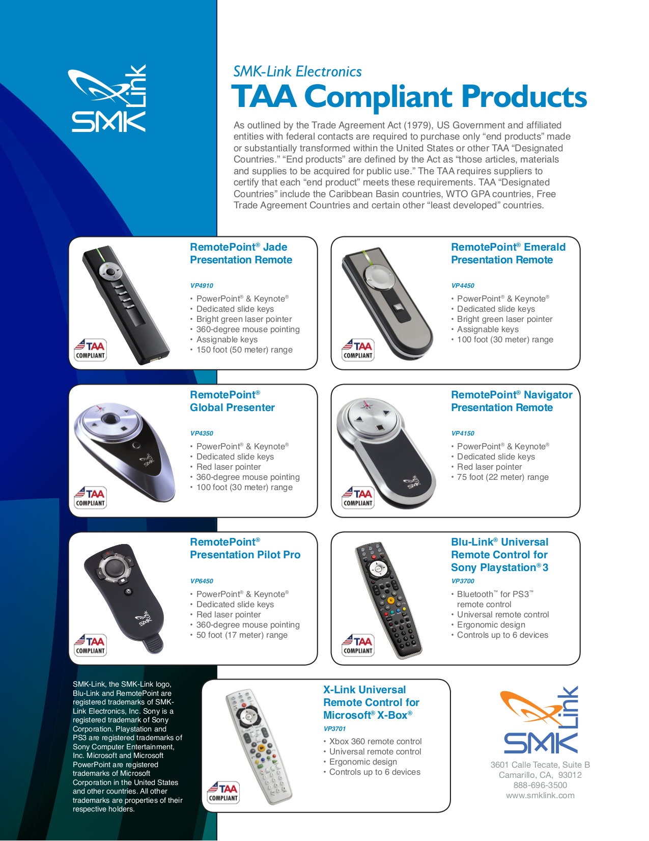 Download free pdf for SMK-Link VP3701 Remote Control manual