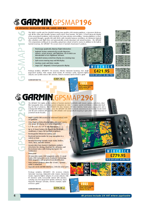 PDF manual for Garmin GPS GPSMAP 296