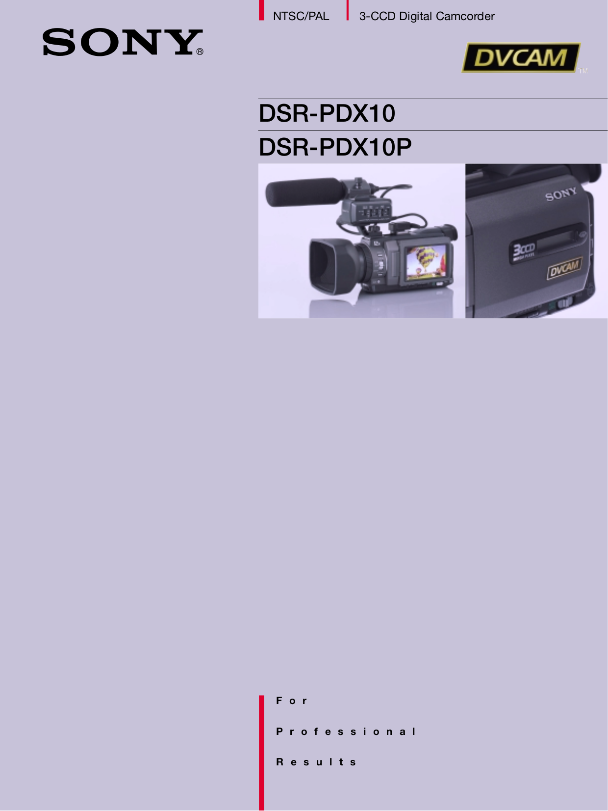 Download free pdf for Sony DSR-PDX10 Camcorders manual