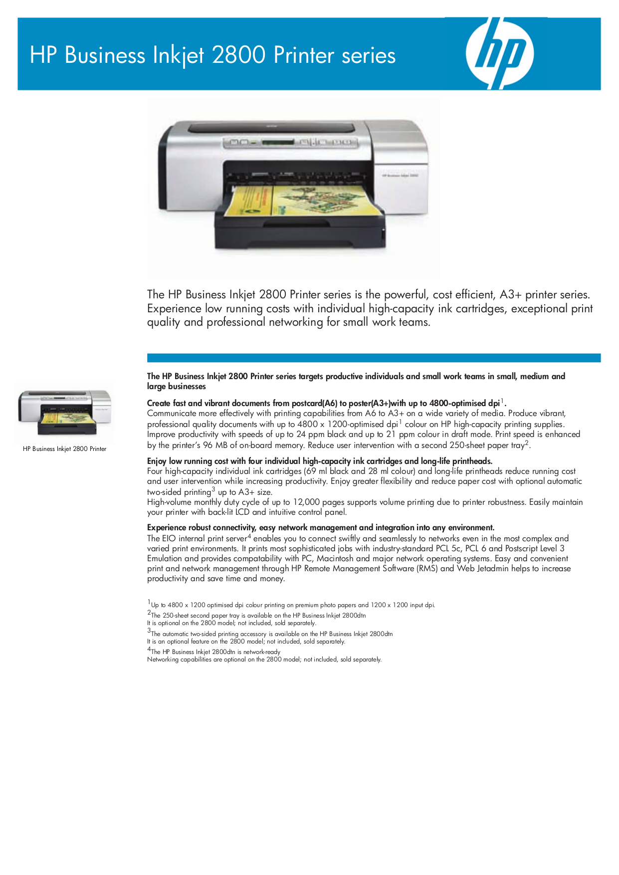 Download free pdf for HP Business Inkjet 2800 Printer manual