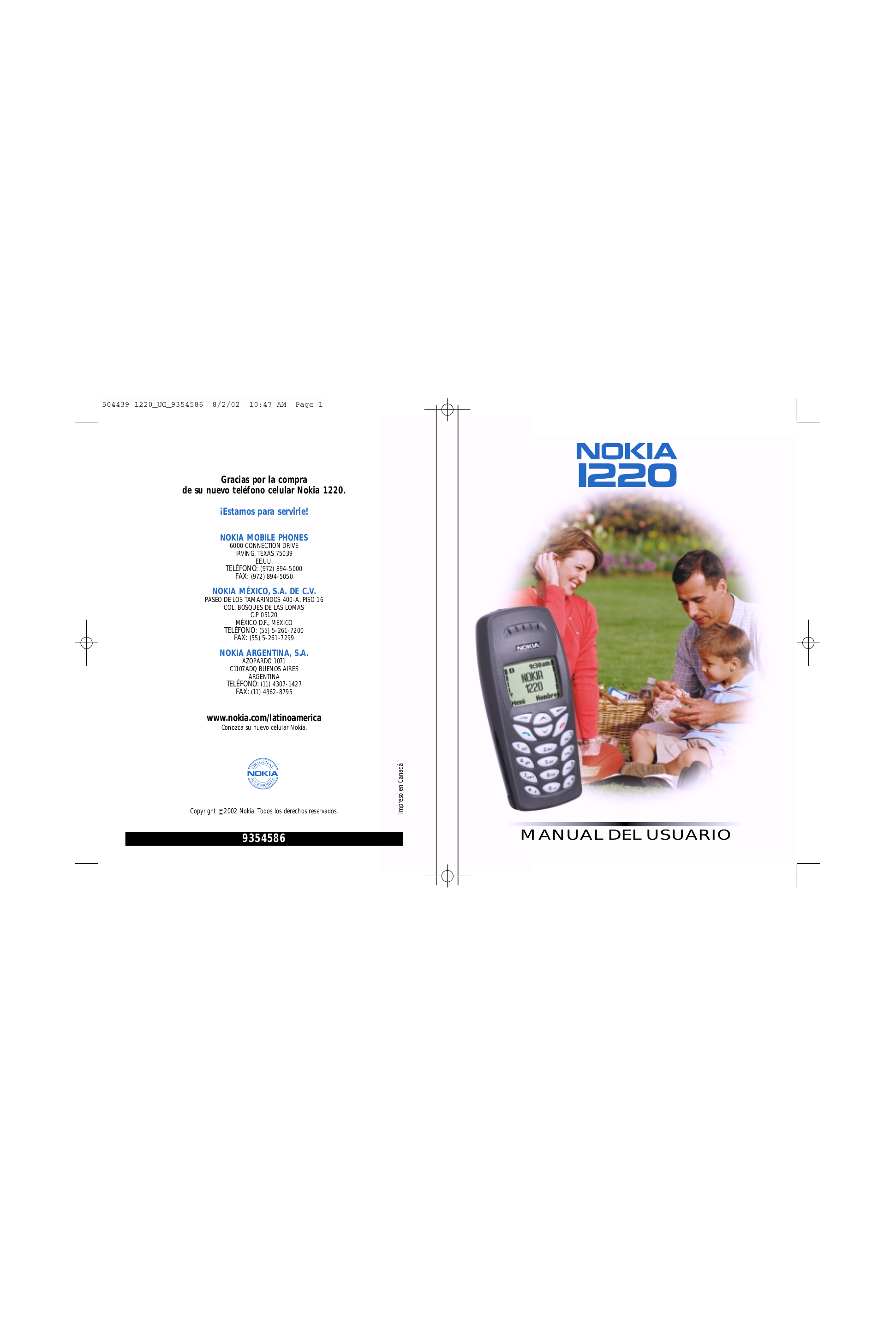 Download free pdf for Nokia 1220 Cell Phone manual