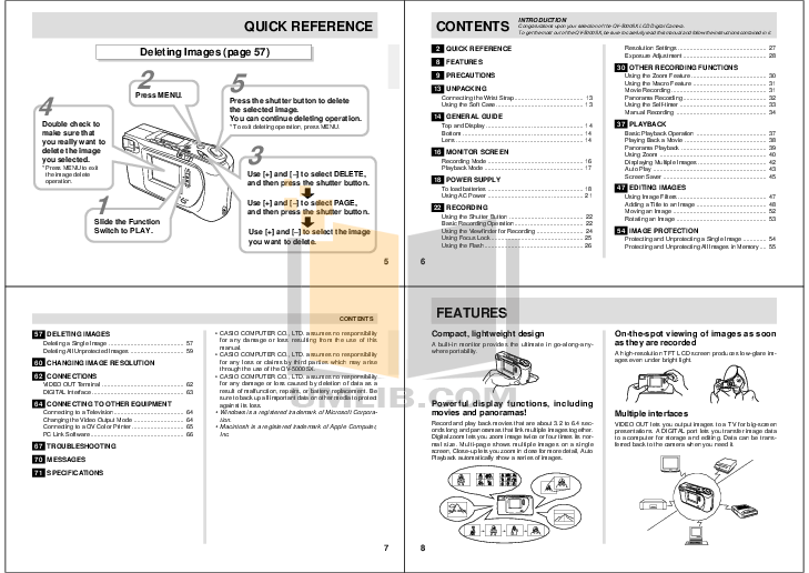 PDF manual for Casio Digital Camera QV-300