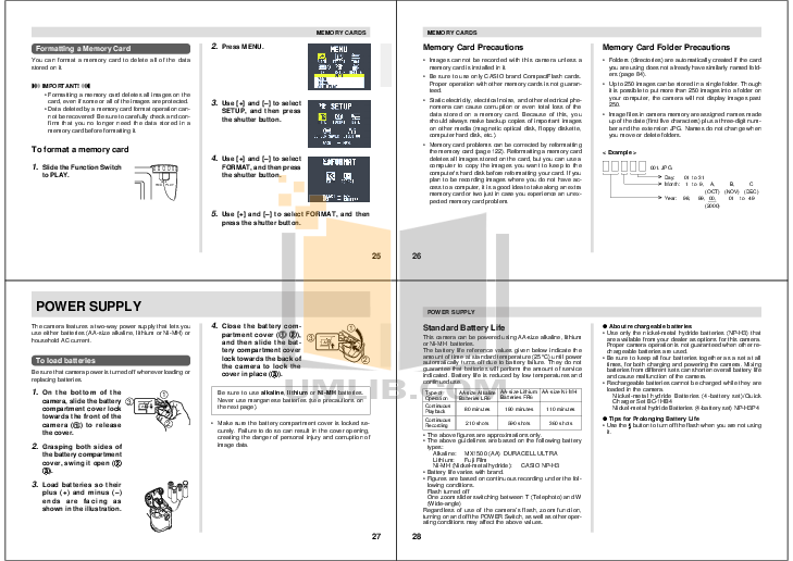 PDF manual for Casio Digital Camera QV-300