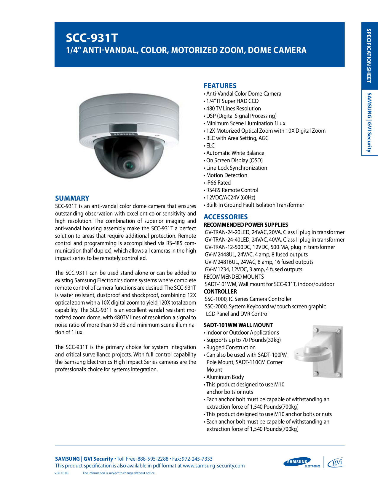 Download free pdf for Samsung SCC-931T Security Camera manual