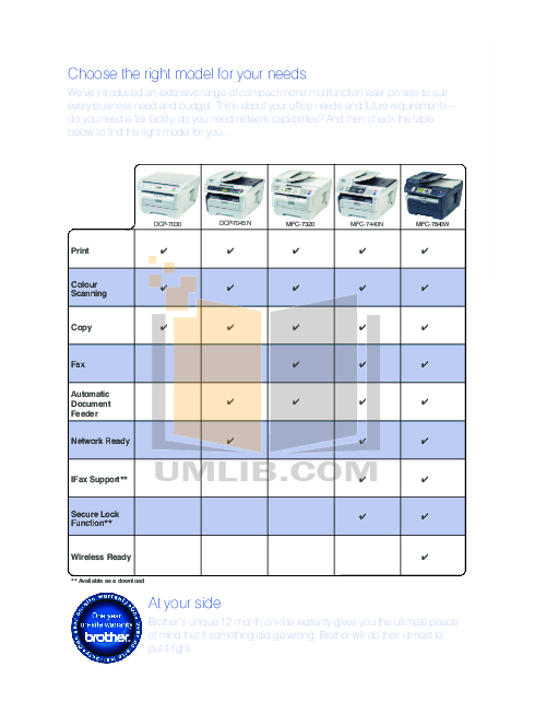 PDF manual for Brother Multifunction Printer DCP-7030