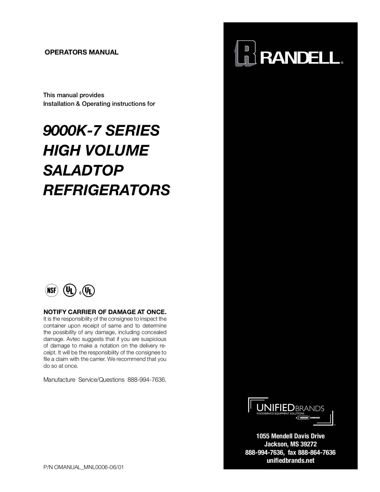 Download free pdf for Randell 9045K-7 Refrigerator manual