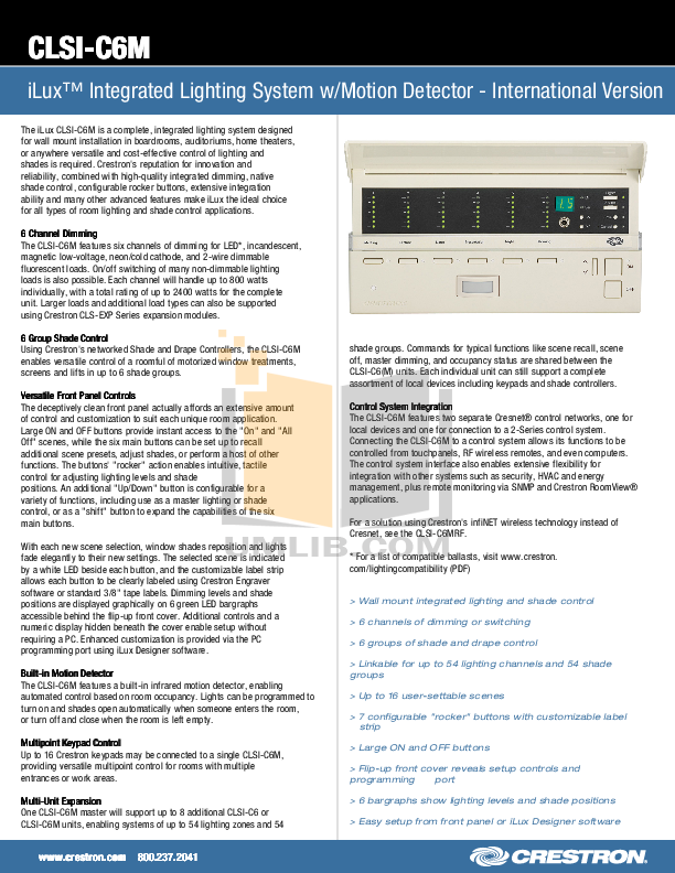 Crestron Lighting Control Manual | Shelly Lighting