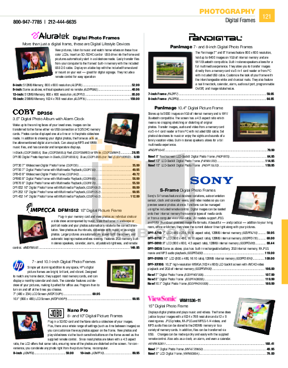 Download free pdf for Coby DP870 Digital Photo Frame manual