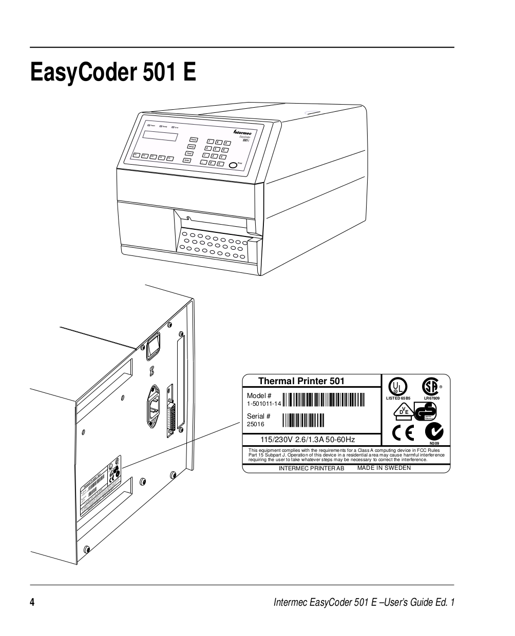 PDF manual for Intermec Printer EasyCoder 501E