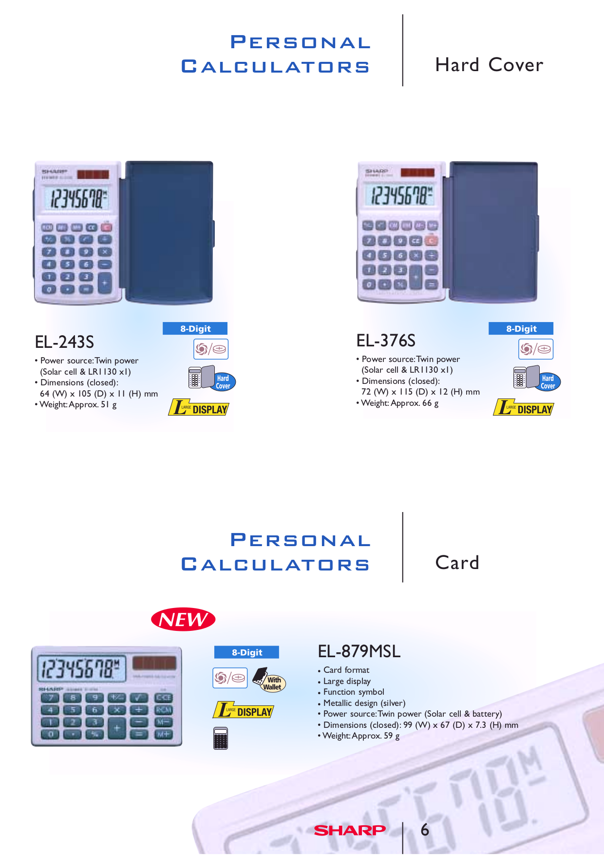 PDF manual for Sharp Calculator EL-506V