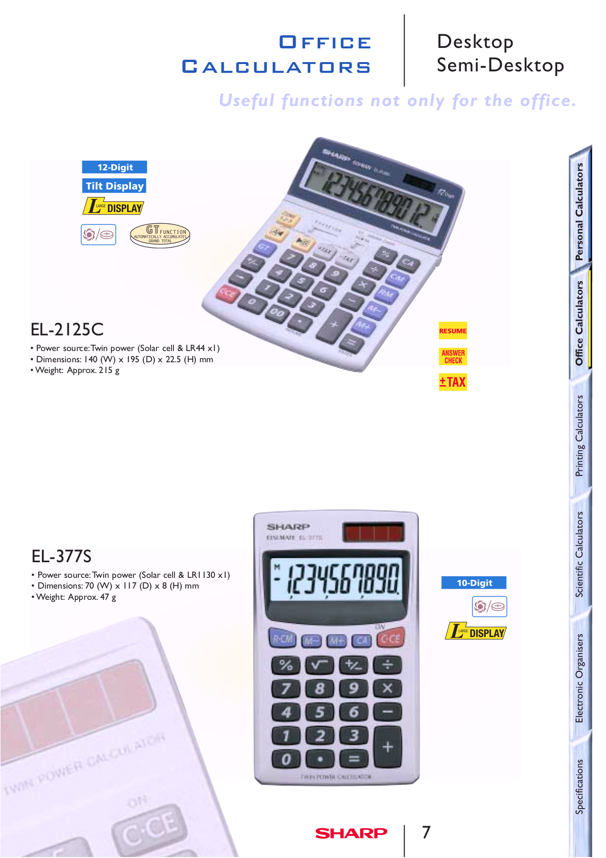 PDF manual for Sharp Calculator EL-506V