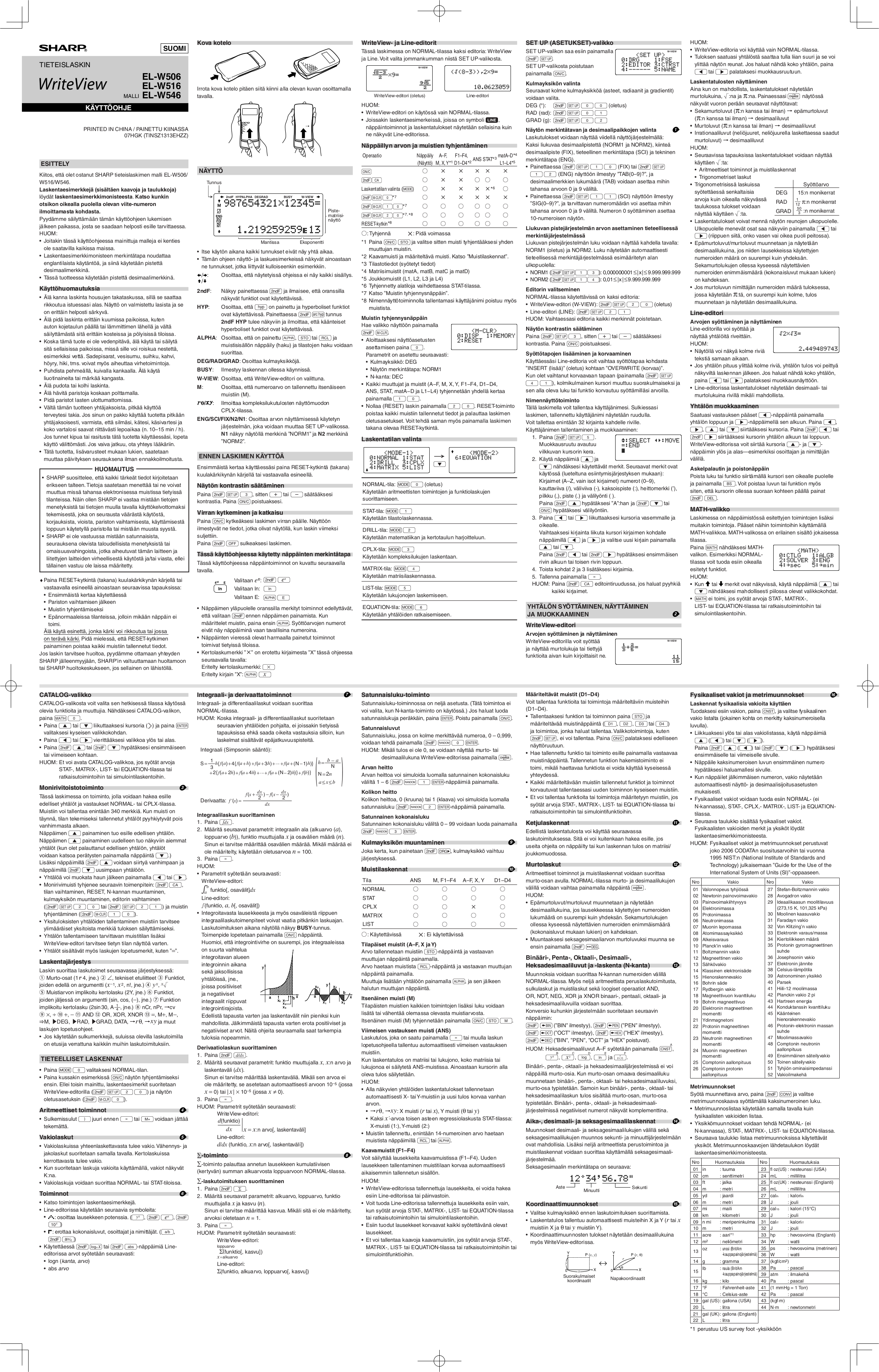 Download free pdf for Sharp EL-506V Calculator manual