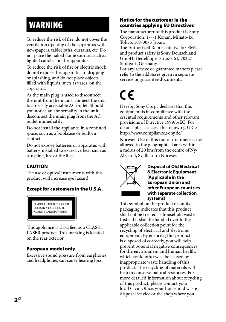 PDF manual for Sony MP3 Player Walkman NWZ-B105F