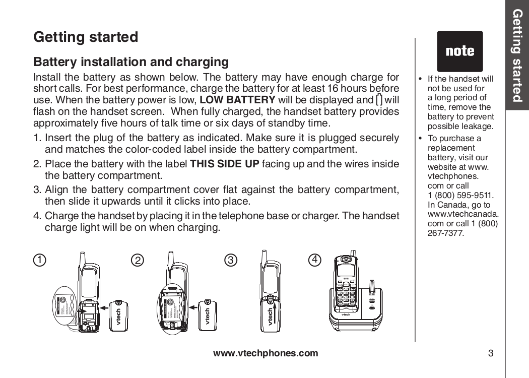 PDF manual for Vtech Telephone CS5111