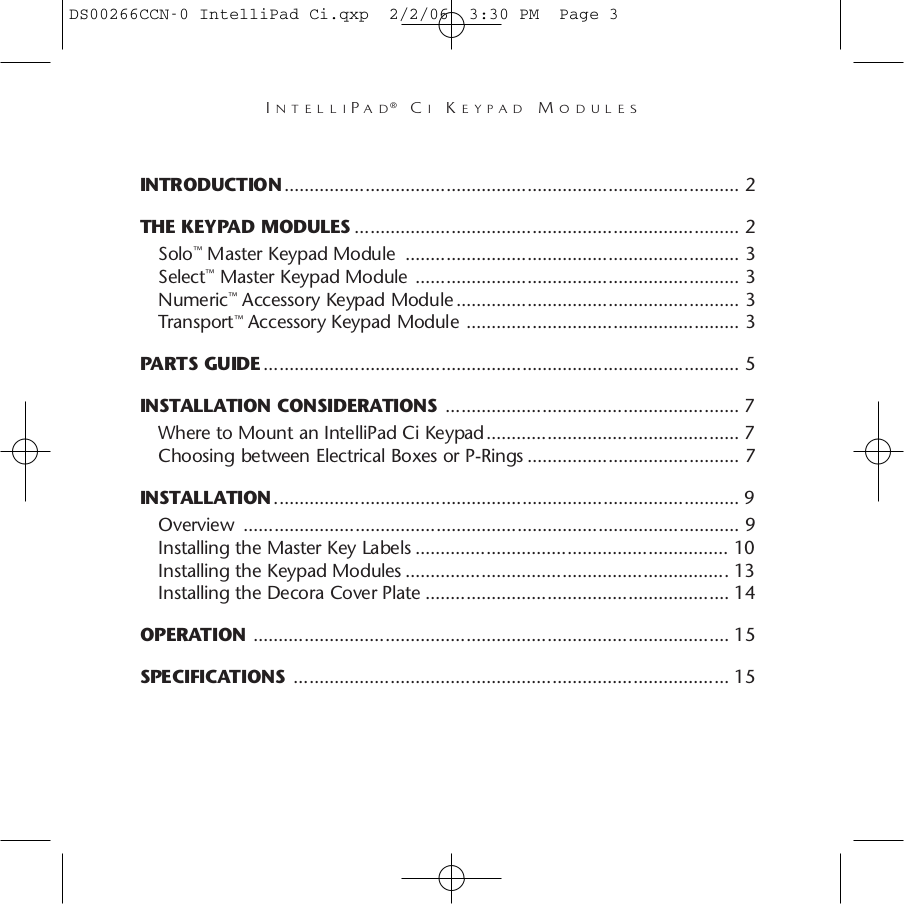 PDF manual for Niles Other Select IR Audio-Intellipad CI Keypad