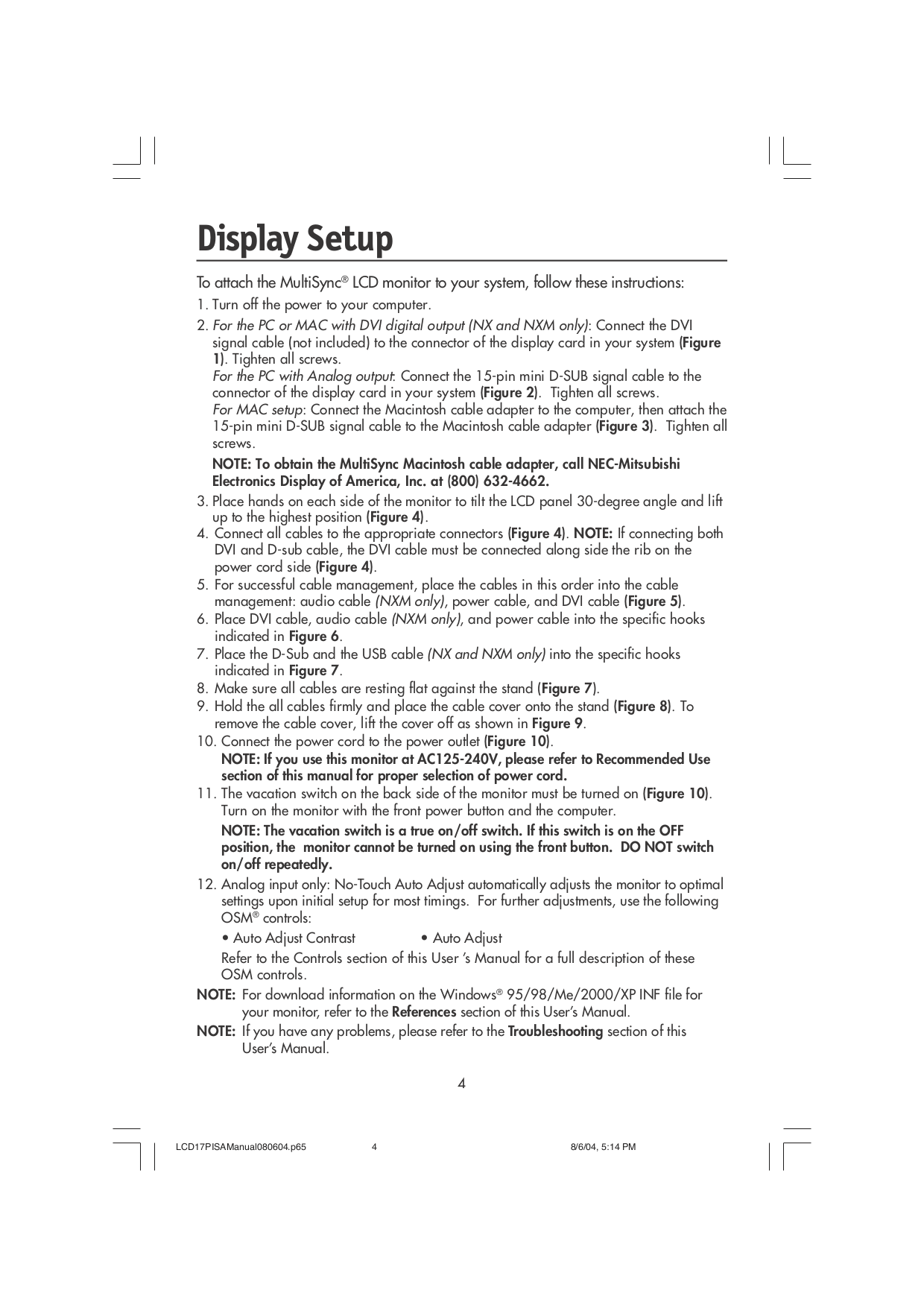 PDF manual for NEC Monitor MultiSync LCD1770NX