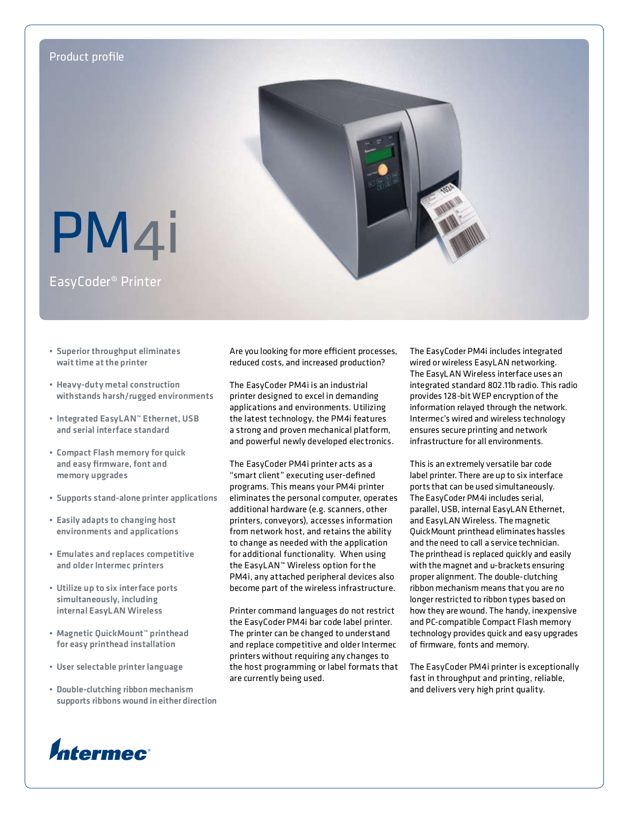 Download free pdf for Intermec EasyCoder PM4i Printer manual