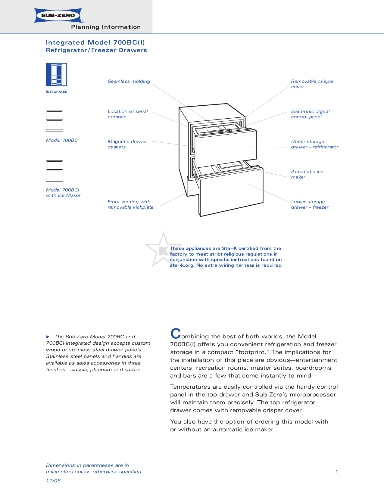 Download free pdf for Wolf Sub-Zero 700BC Refrigerator manual