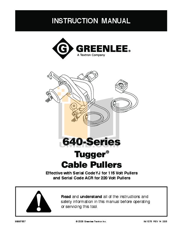 Download free pdf for Greenlee 640-22 Cable Pullers Other manual