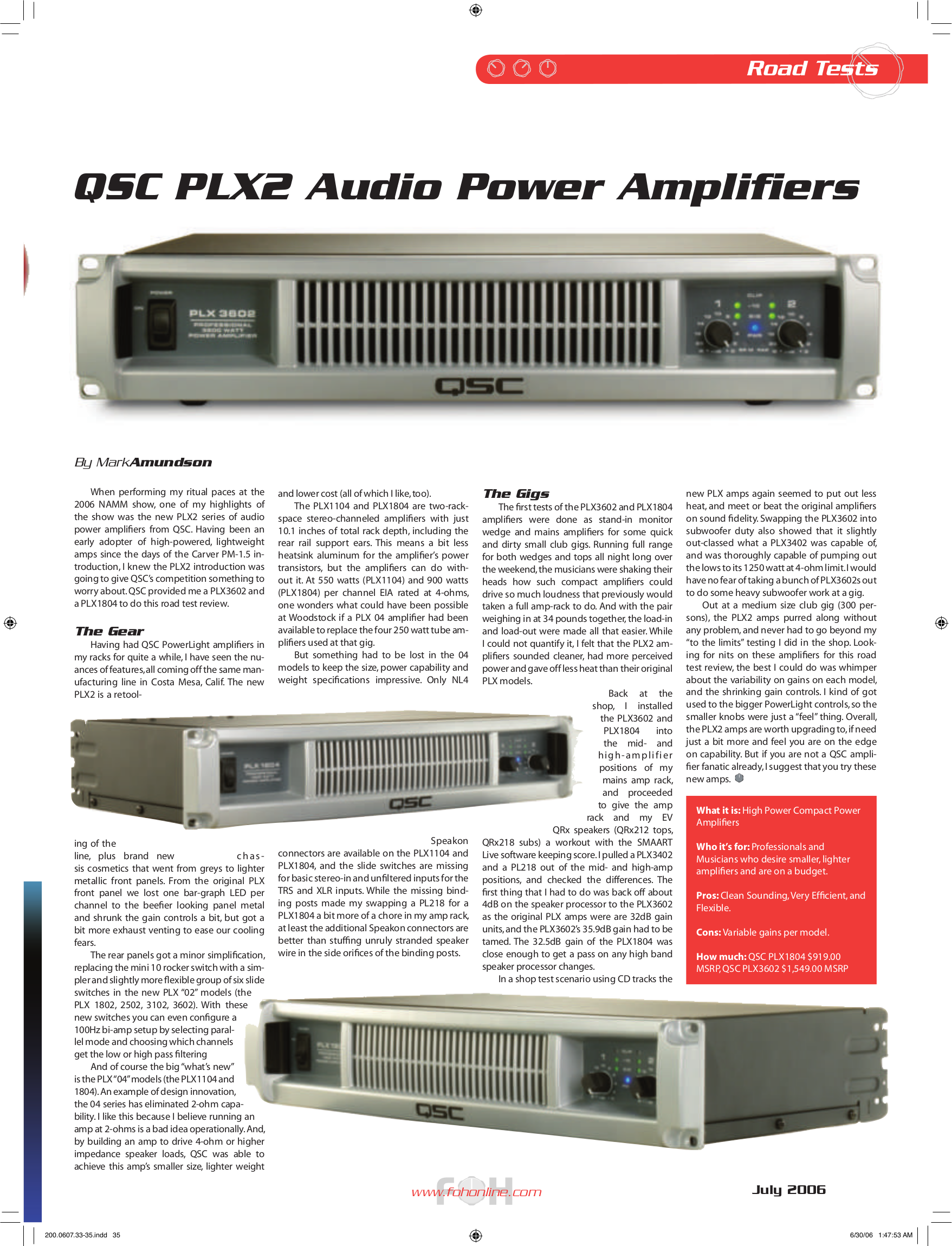 Download free pdf for QSC PLX-3402 Amp manual