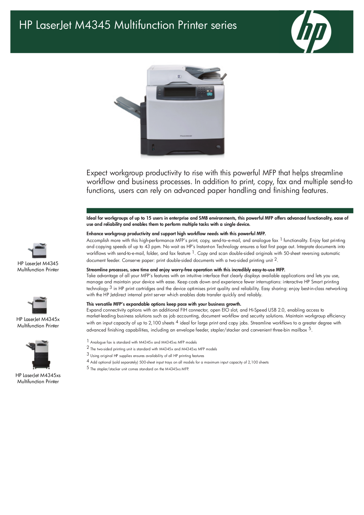 Download free pdf for HP Laserjet,Color Laserjet M4345x Multifunction ...