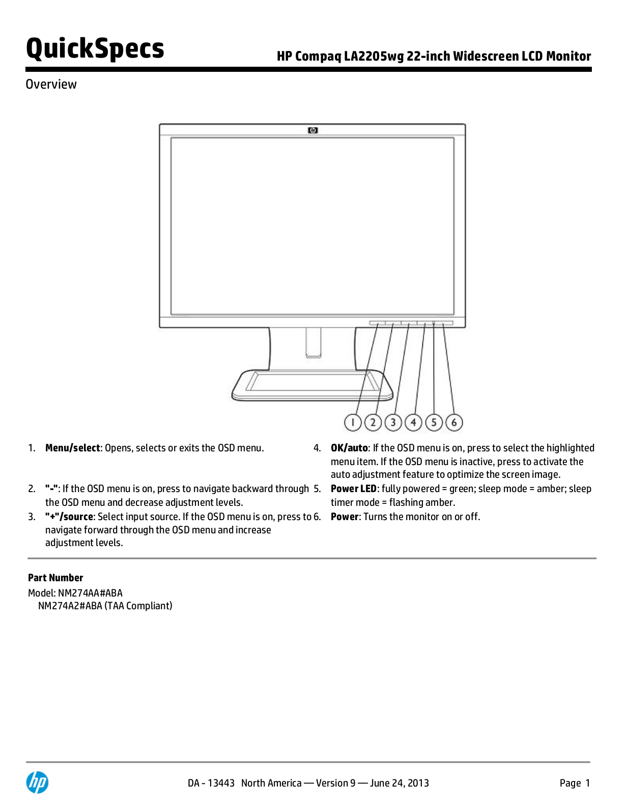 Download free pdf for HP 2009f Monitor manual