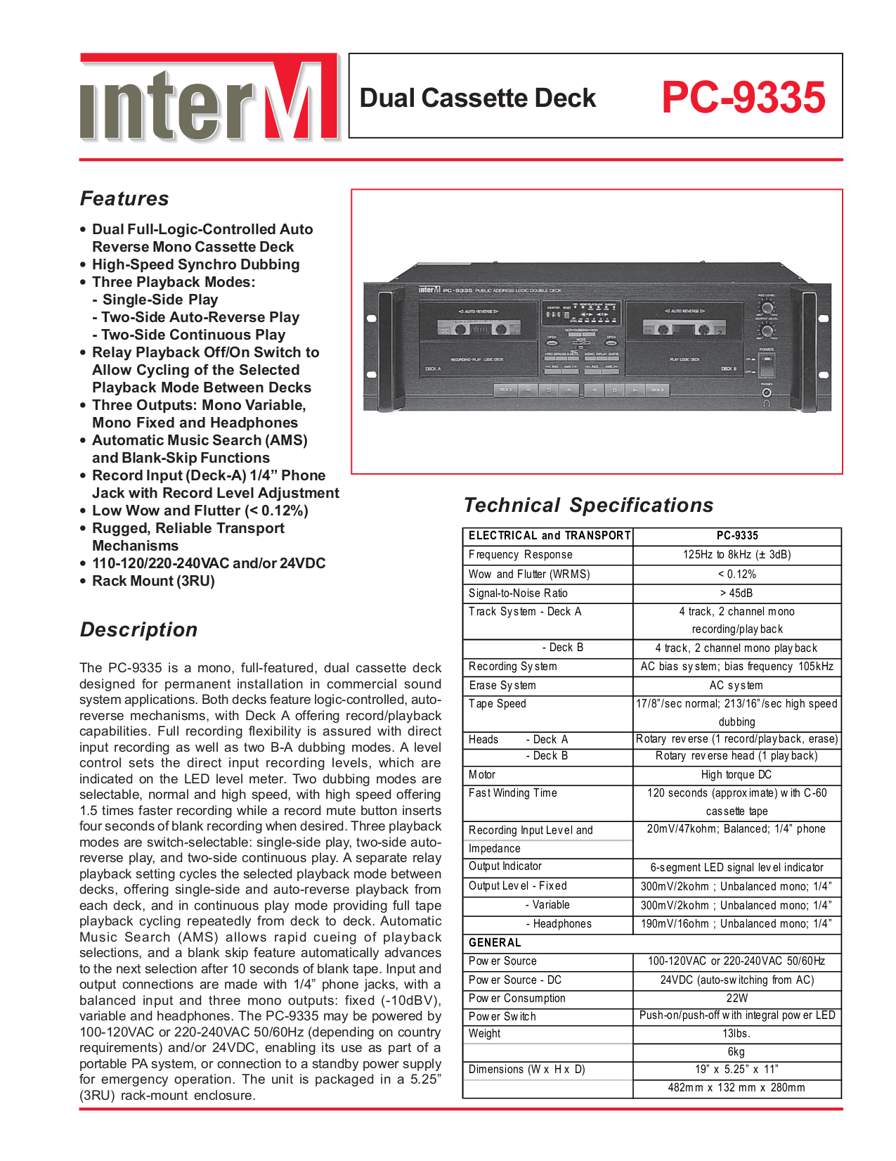 Download free pdf for Inter-m PC-9335 Audio Systems Other manual