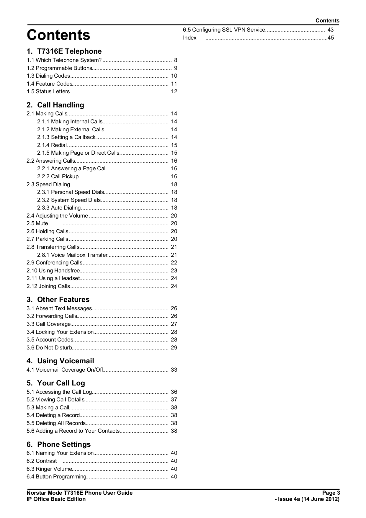 PDF manual for Nortel Telephone T7316