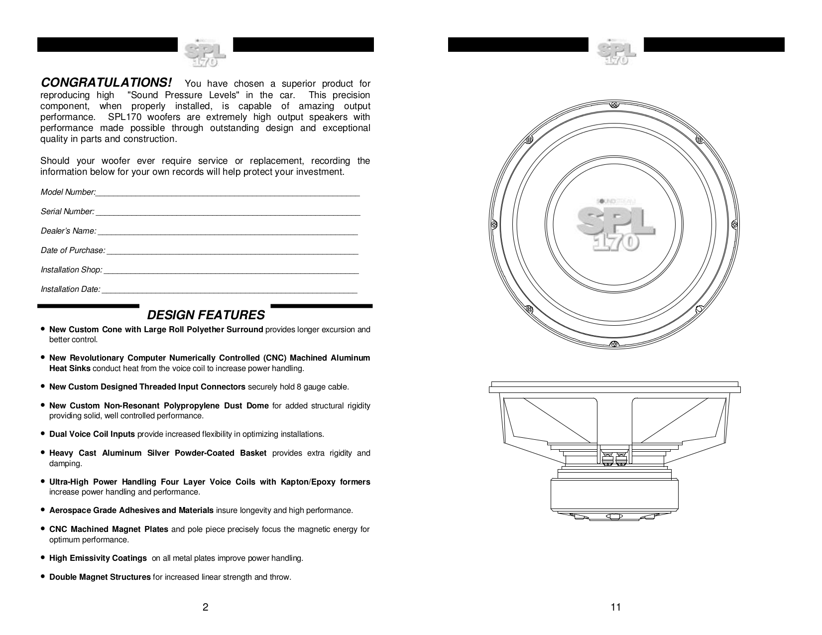 PDF manual for Soundstream Subwoofer SPL-160