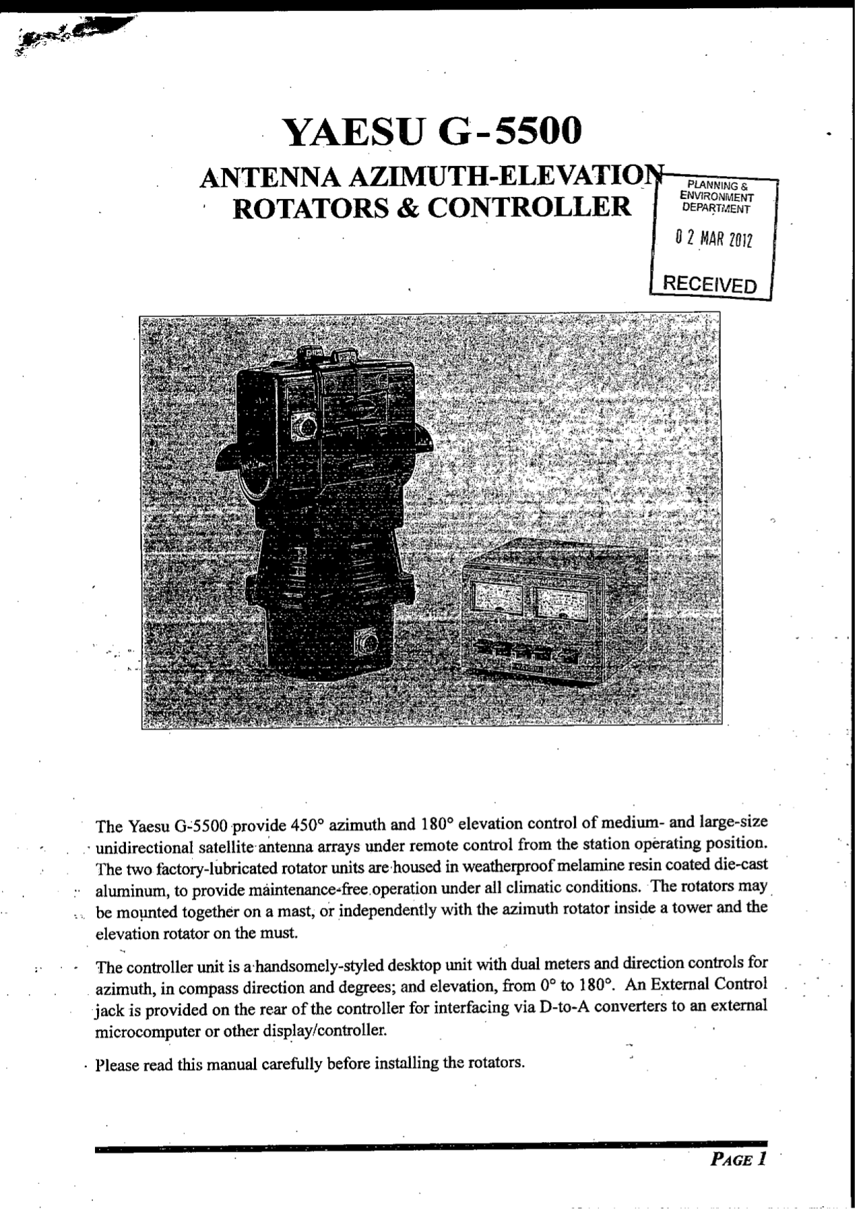 PDF manual for Yaesu Other G-5500 Rotator