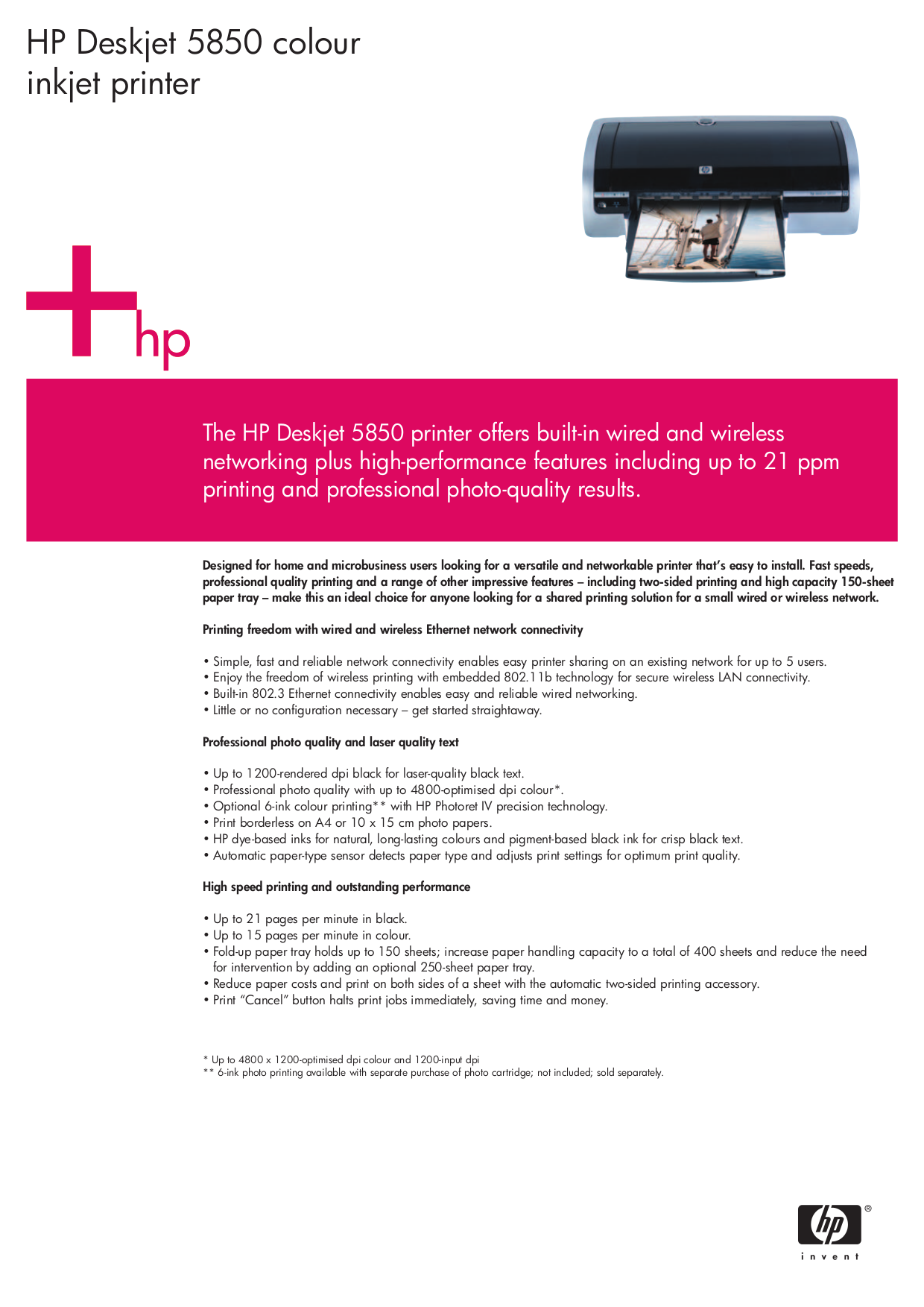 PDF manual for HP Printer Deskjet 5850