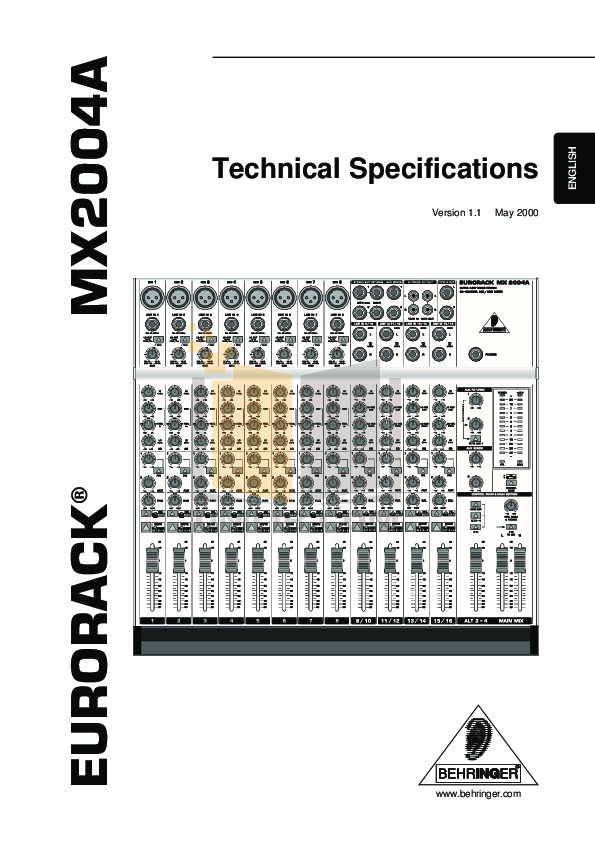 PDF manual for Behringer Other Eurorack MX2004A Mixers