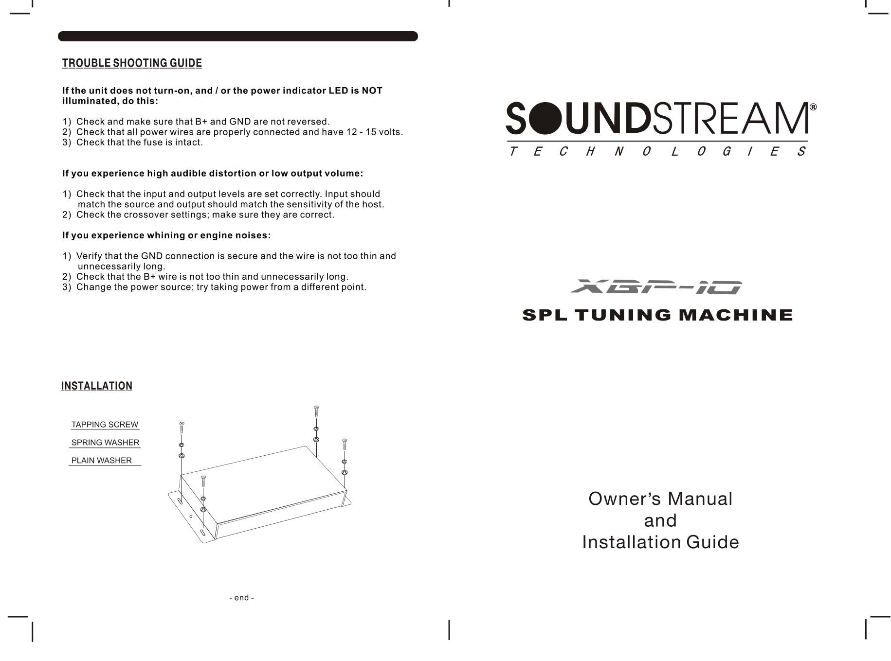 Download free pdf for Soundstream SPL-10 Subwoofer manual