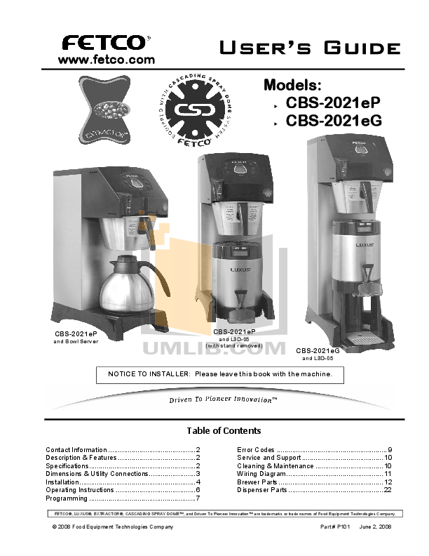 Download free pdf for Fetco CBS-72A Coffee Maker manual