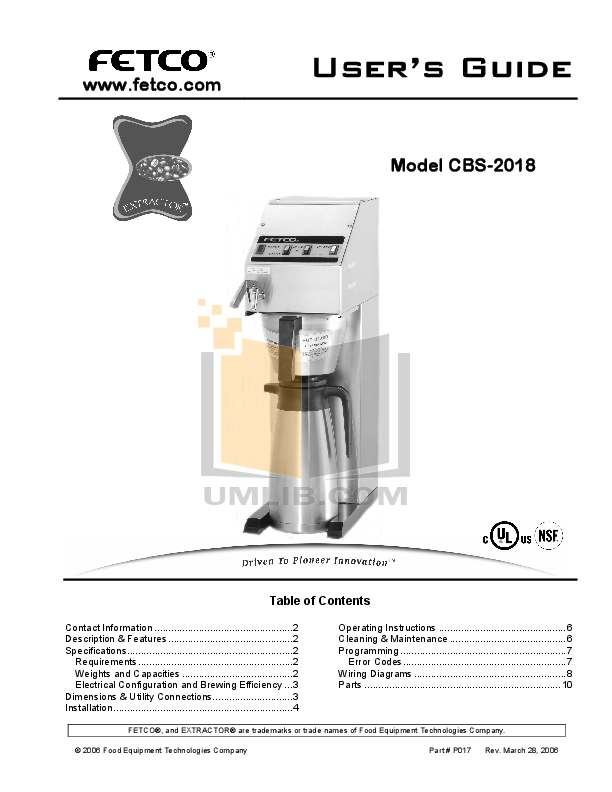 Download free pdf for Fetco CBS-72A Coffee Maker manual