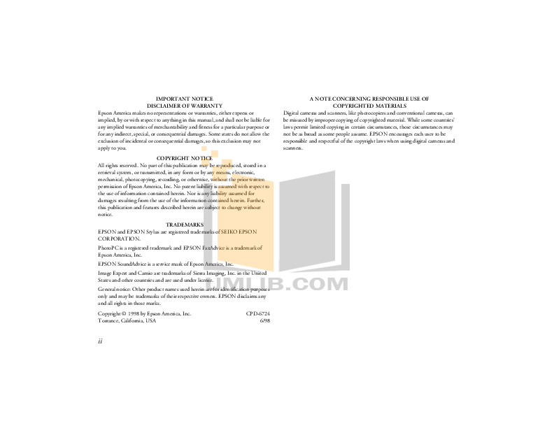 PDF manual for Epson Digital Camera PhotoPC 700