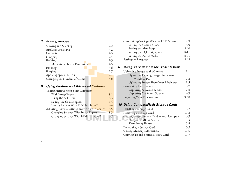 PDF manual for Epson Digital Camera PhotoPC 700