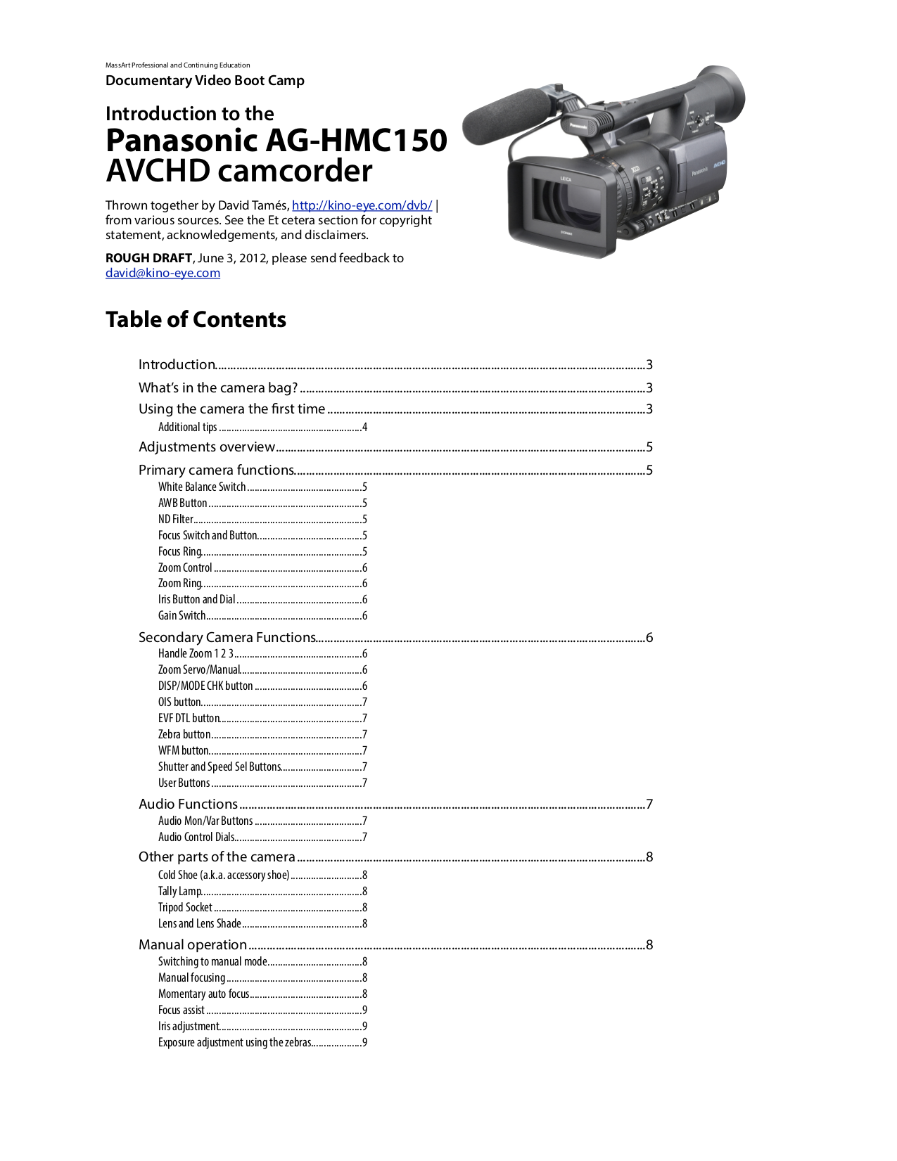 Download free pdf for Panasonic AG-HMC150 Camcorders manual