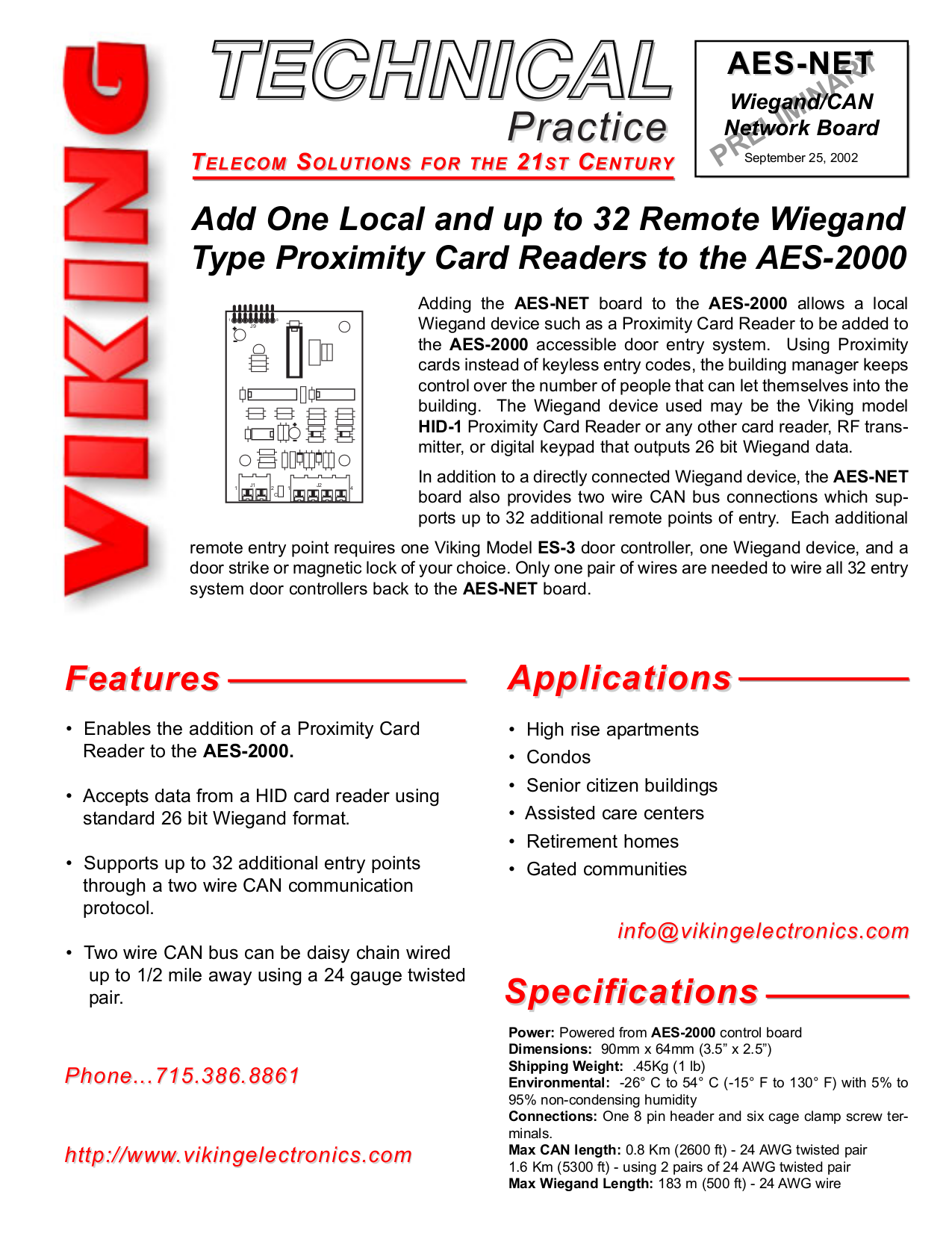 Download free pdf for Viking AES-2000F Entry Systems Other manual