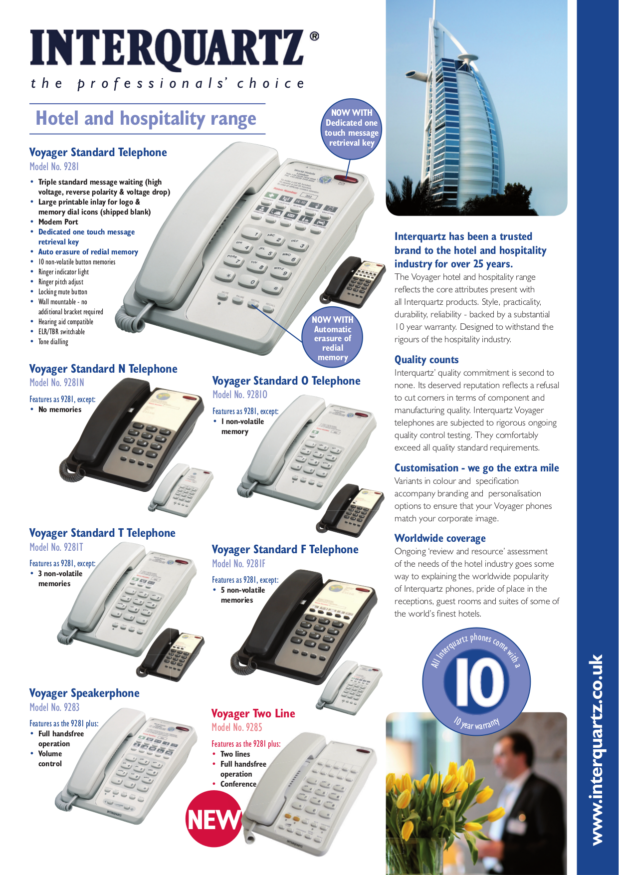 PDF manual for Interquartz Telephone 9281P