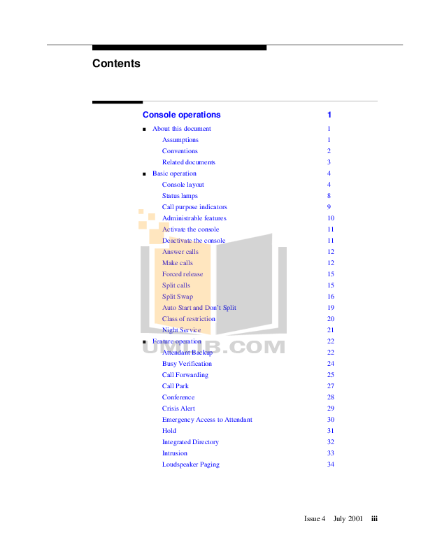 PDF manual for Avaya Telephone Definity 8410D