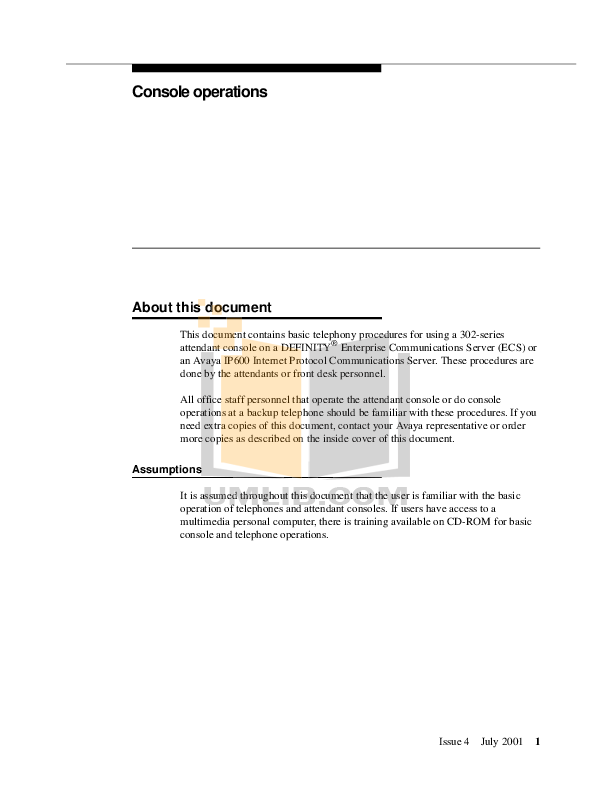 PDF manual for Avaya Telephone Definity 8410D