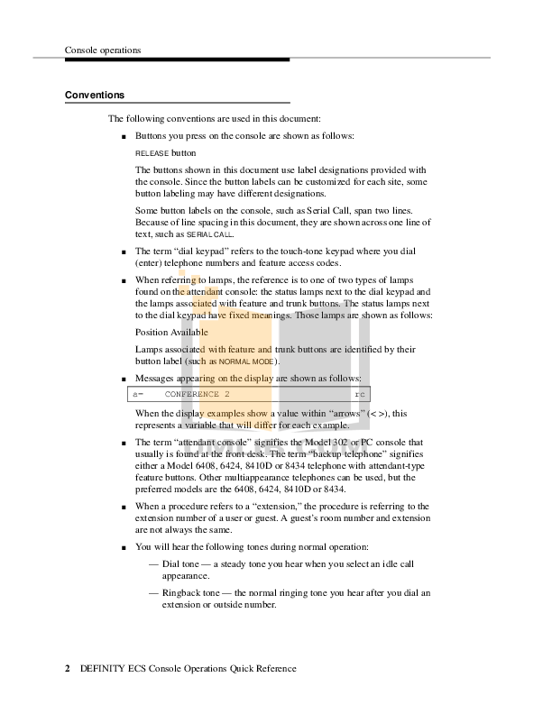 PDF manual for Avaya Telephone Definity 8410D