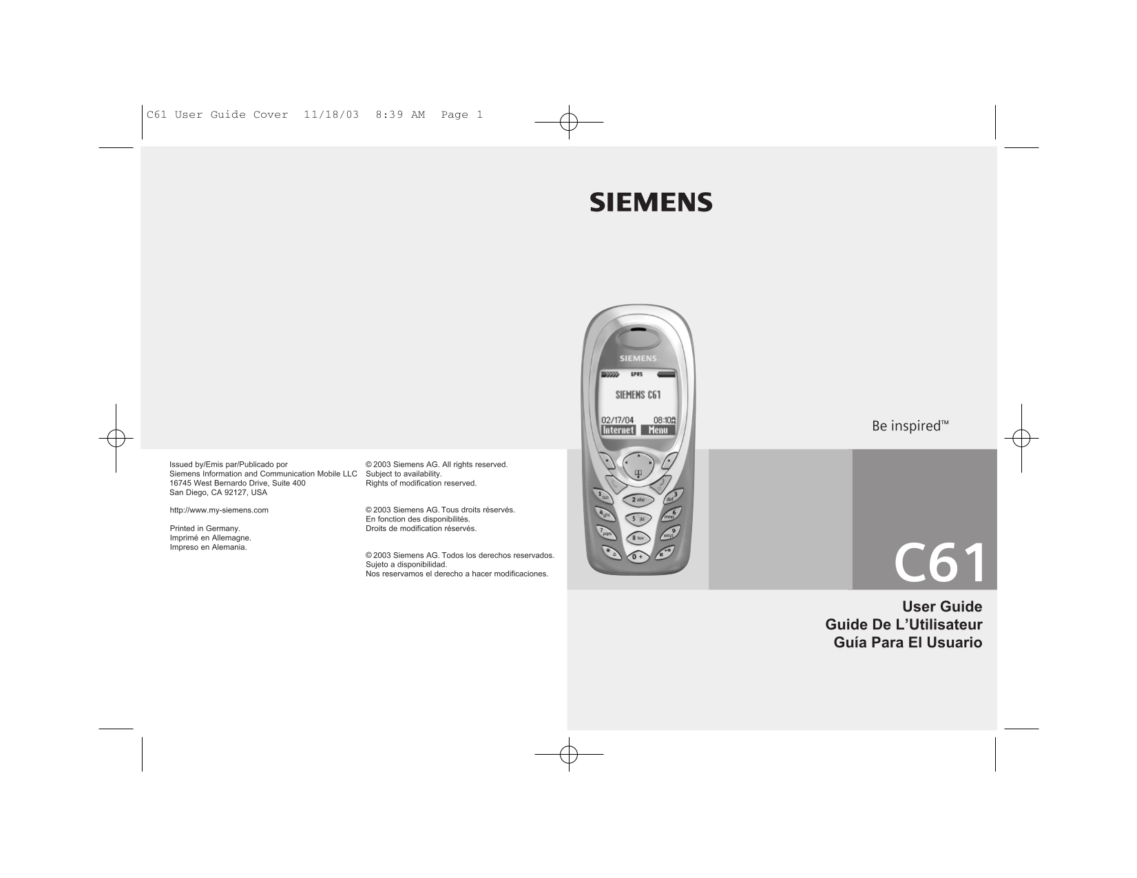Download free pdf for Siemens C60 Cell Phone manual