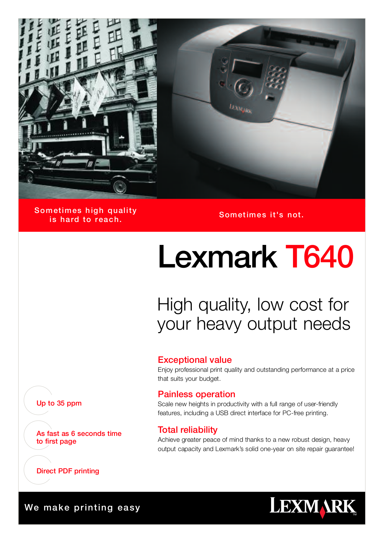 Download free pdf for Lexmark T640 Printer manual